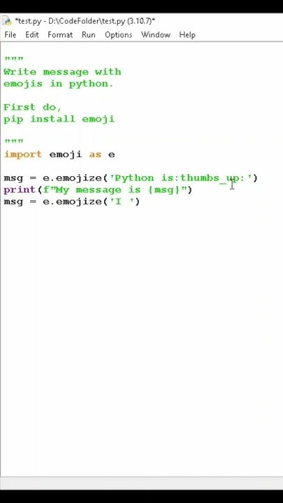 Message With Emojis In Python Shorts Python Coding Pythontricks Pythonprogramming Youtube