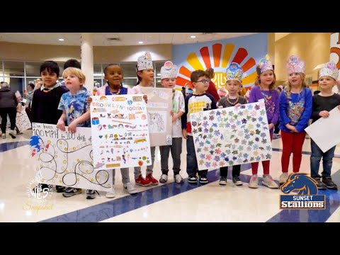 Sunset Elementary students participate in 100th day parade - YouTube