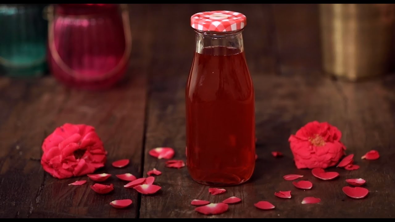Home made organic Rose syrup / Rooh Afza/गुलाब शरबत / Summer Drink ...