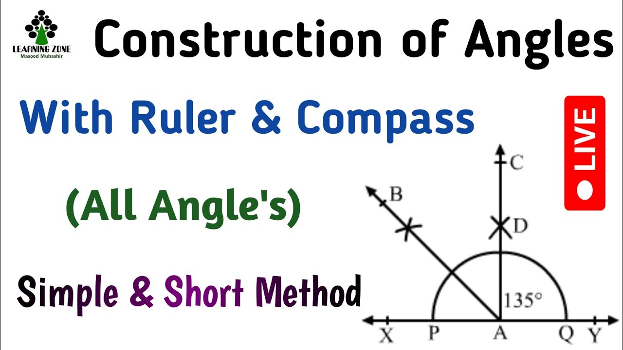 Construction of angles using Ruler & Compass | Review Exercise 4 Q no ...