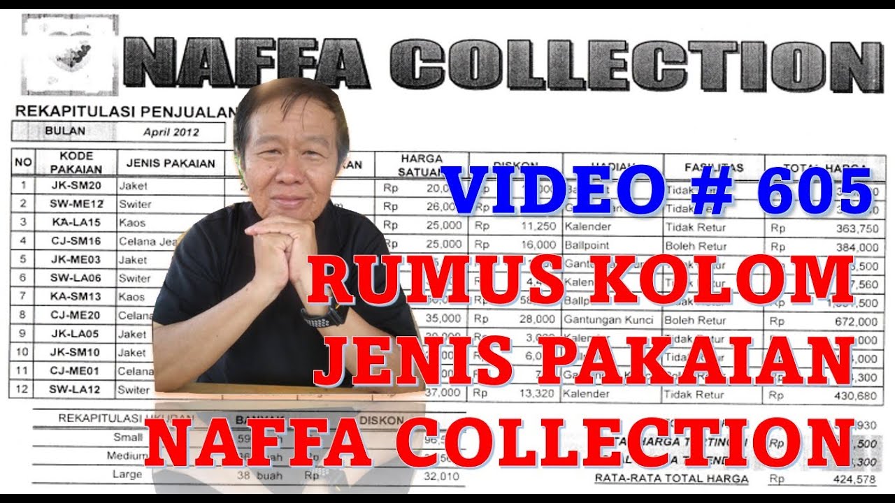 MEMBUAT RUMUS PADA KOLOM JENIS PAKAIAN SS011A – NAFFA COLLECTION (By Pak Santo) #SS011A, #CLCP ...