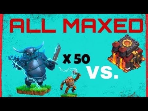 50 MAXED SUPER PEKKAS AND MAX BATTLE MACHINE VS. MAX TH10!! - CLASH OF ...