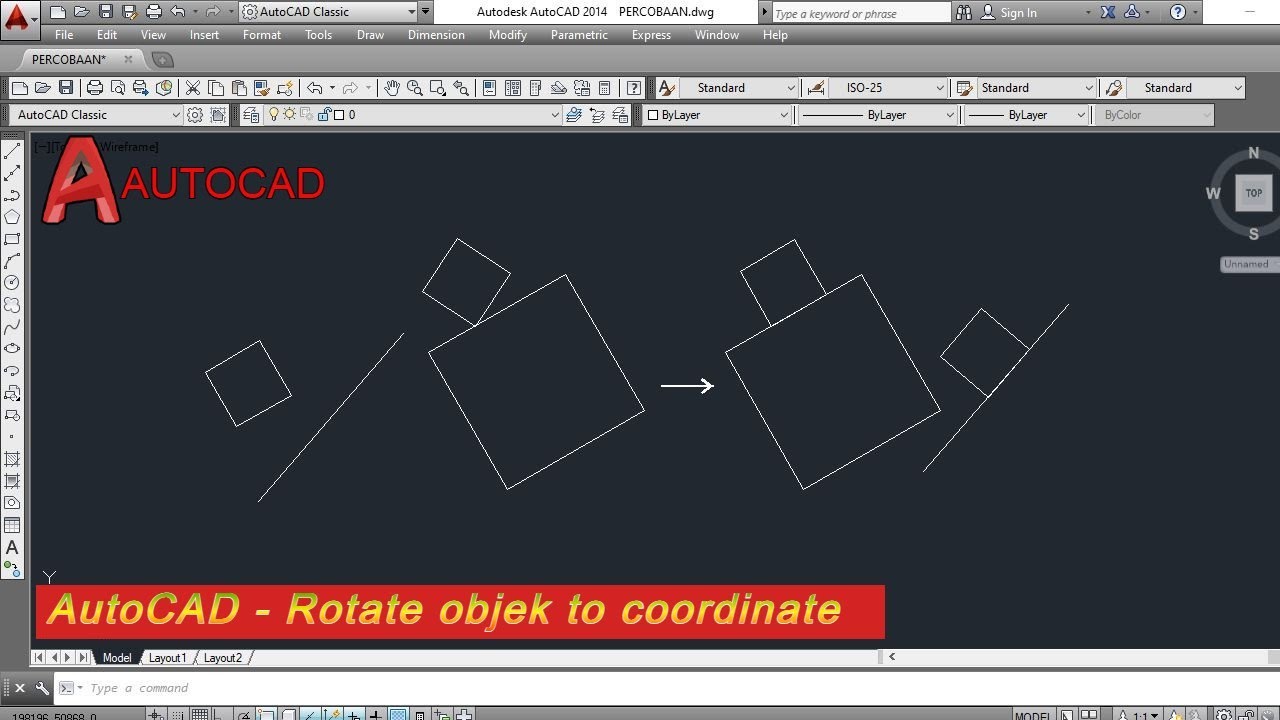 Rotasi objek di autocad | Rotated objek autocad | Tutorial AutoCAD for ...
