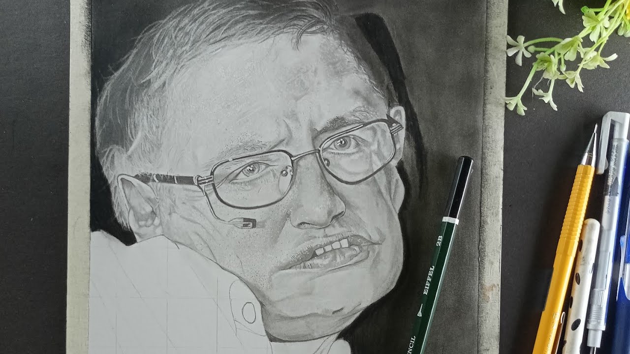 How to draw hyper realistic Stephan hawking| 4 tutorial | Stephan ...