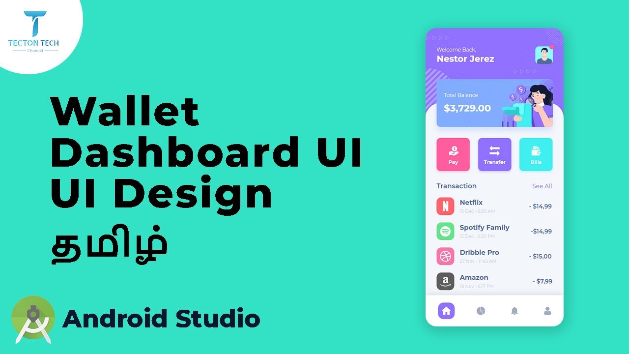 Wallet App UI Design | Android App UI Design Tutorial in Tamil - YouTube