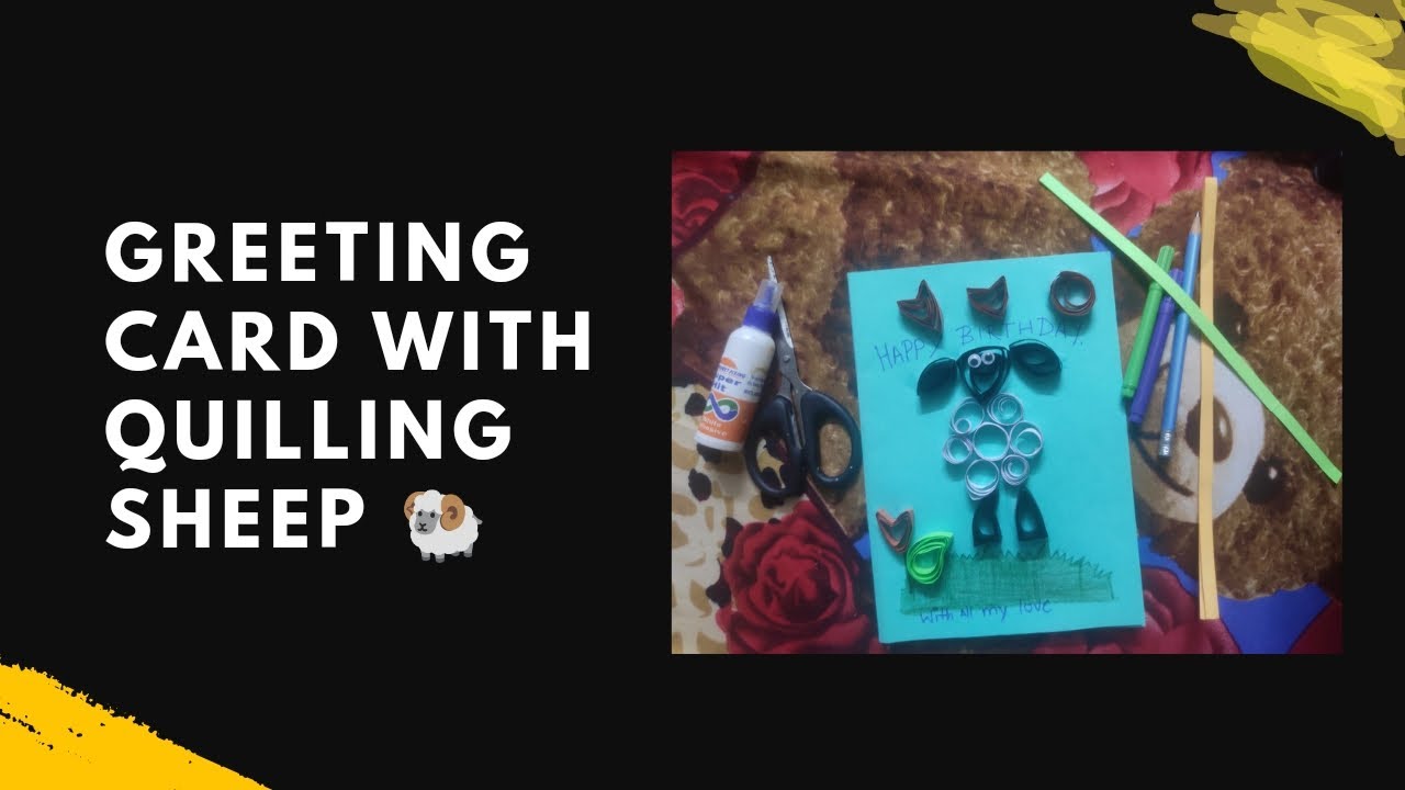 How to make greeting card with Quilling 🐏|| KASHIKA DIGGA || #quilling ...