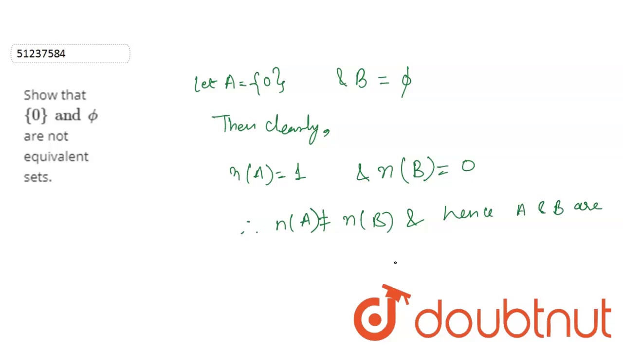 Show that `{0} and phi` are not equivalent sets. - YouTube