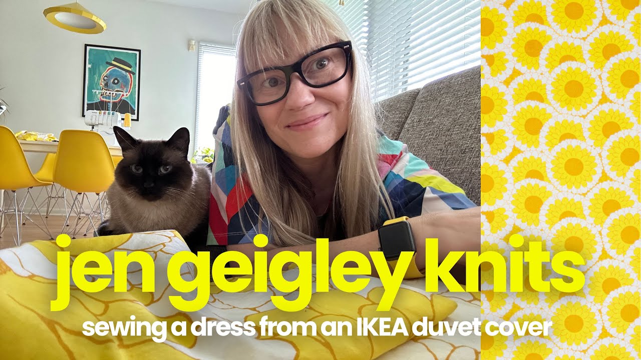 Sewing a dress from an IKEA duvet cover, learning to thread my serger ...
