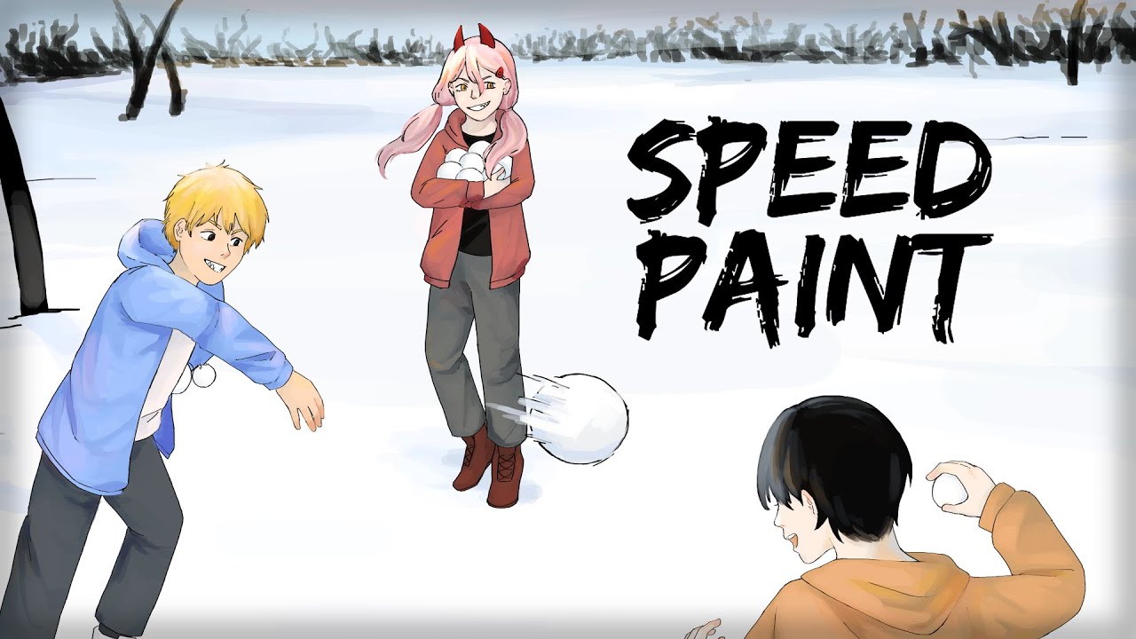 Chainsaw Man SPEEDPAINT || Snowball Fight - YouTube