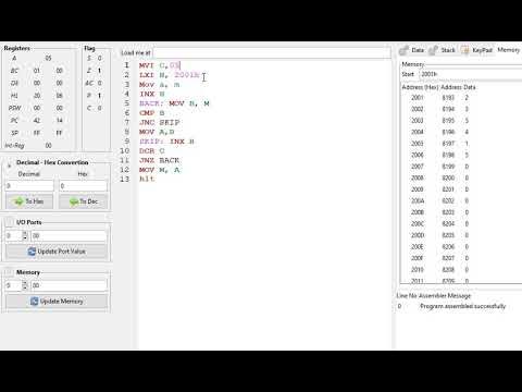 ALP to find largest number in an array of data (Simulator) - YouTube