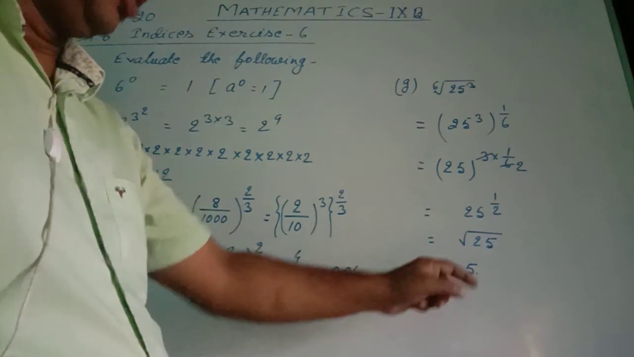 Class 9B/Mathematics/Ch.6 Indices/Exercise - 6/28:09:20 - YouTube