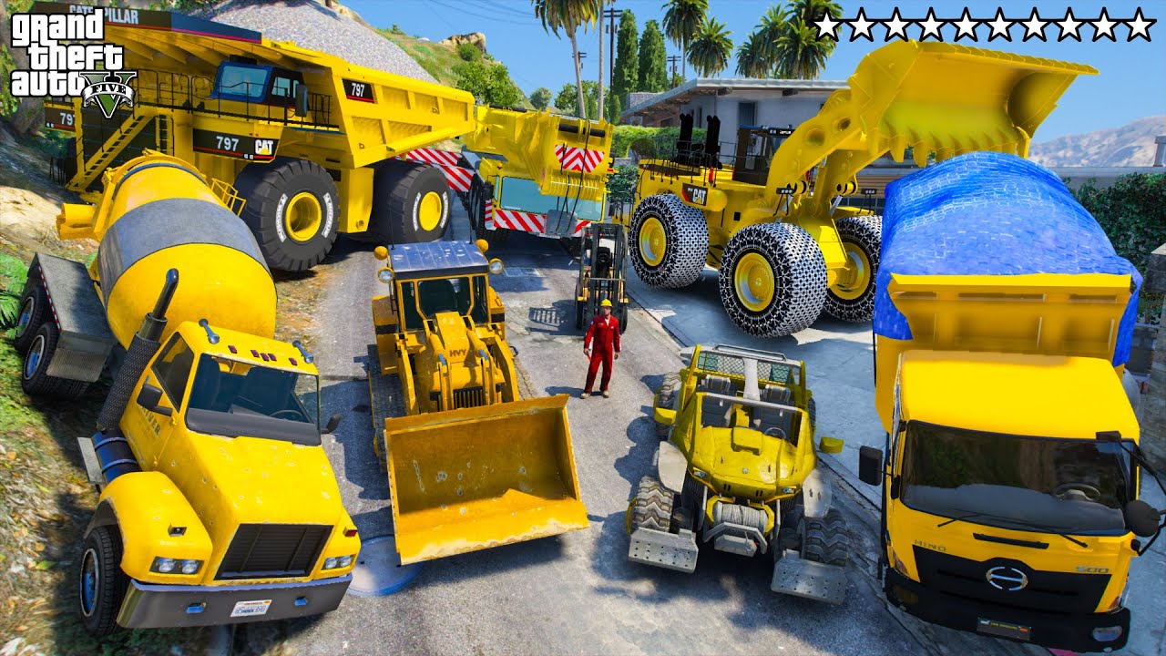 GTA 5 - Stealing HEAVY CONSTRUCTION VEHICLES with Franklin! (GTA V Real ...