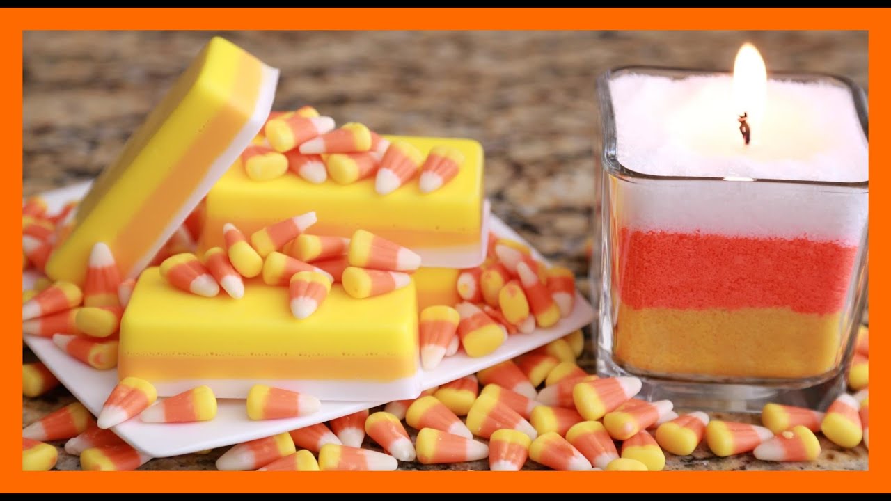 DIY HALLOWEEN CANDY CORN CANDLE + CANDY CORN SOAP! - YouTube