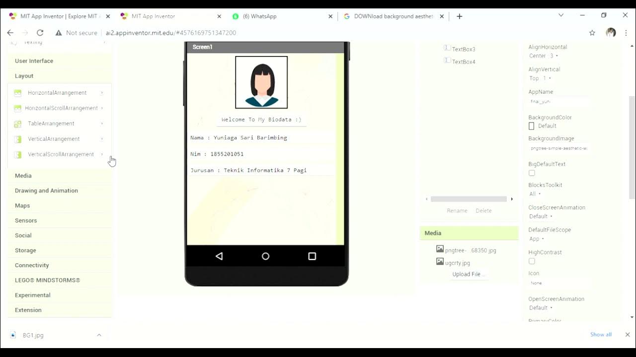 Latihan1_Tutorial Membuat Biodata Menggunakan MIT App Inventor - YouTube