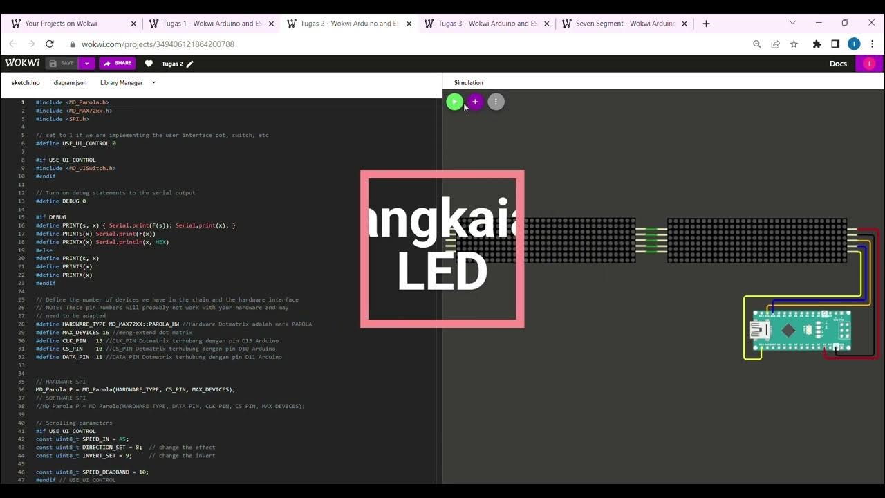 Cara Menggunakan LCD, LED Dotmatrix, dan Oled dengan Simulasi Wokwi - YouTube