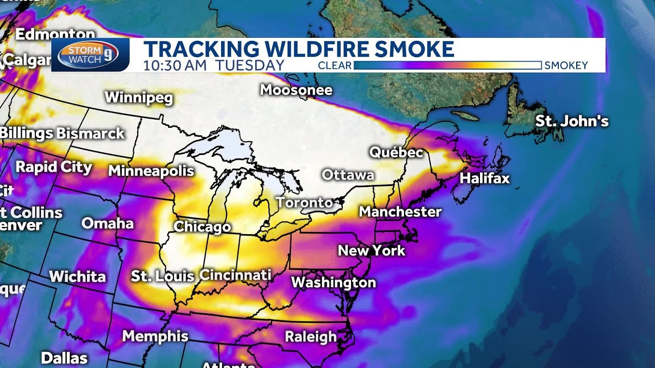 Hour-by-hour: Tracking wildfire smoke over NH - YouTube