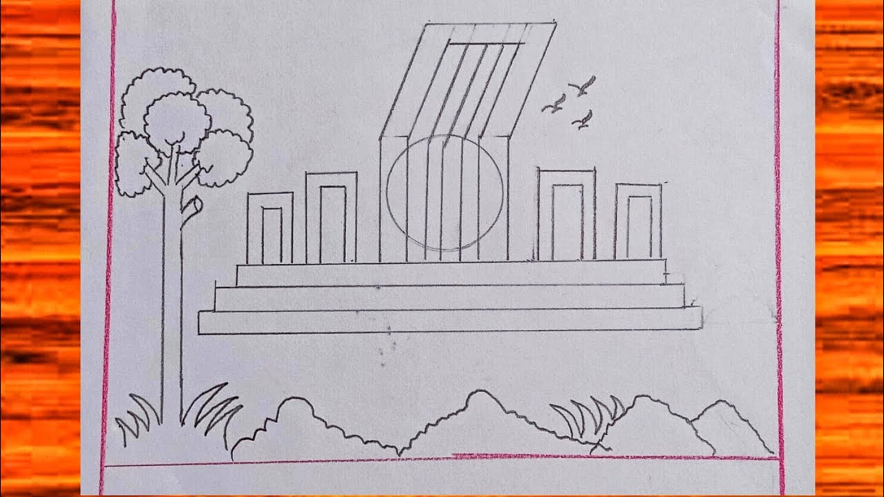 21st February day drawing easy | How to draw 21st February scenery ...