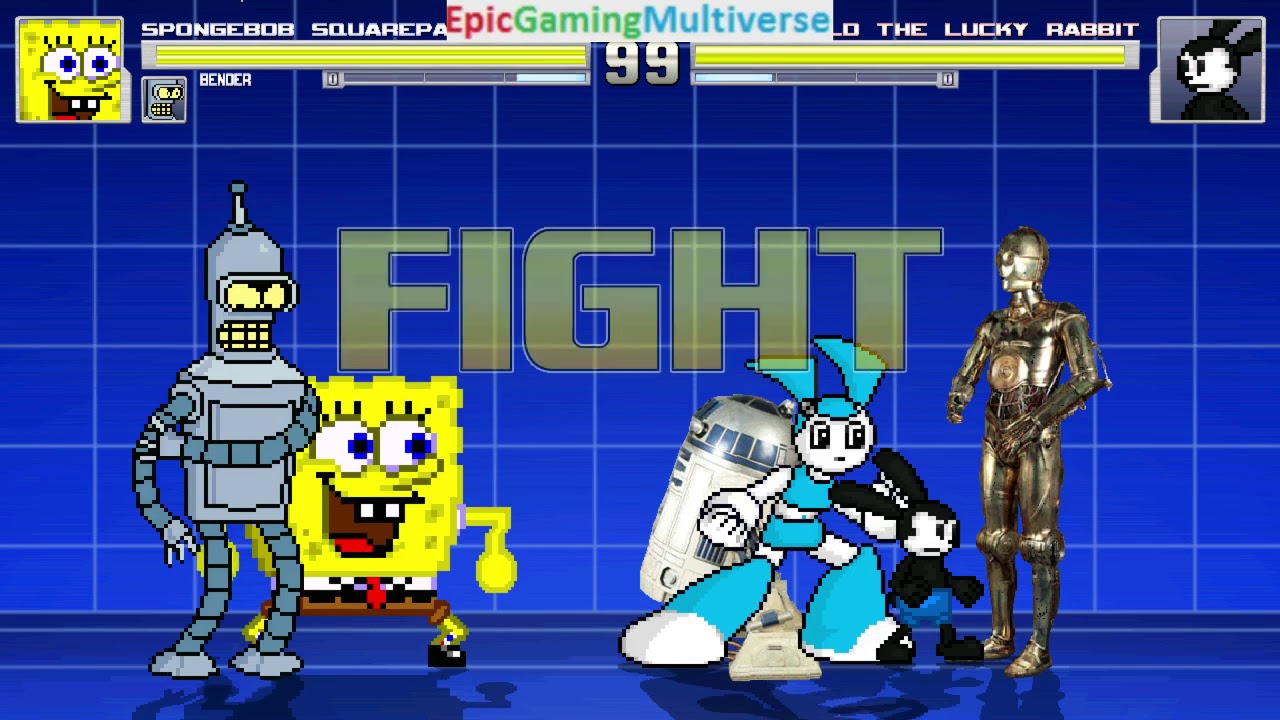 Robots (Bender And Jenny) And SpongeBob VS Oswald The Lucky Rabbit In A MUGEN Battle / Match ...