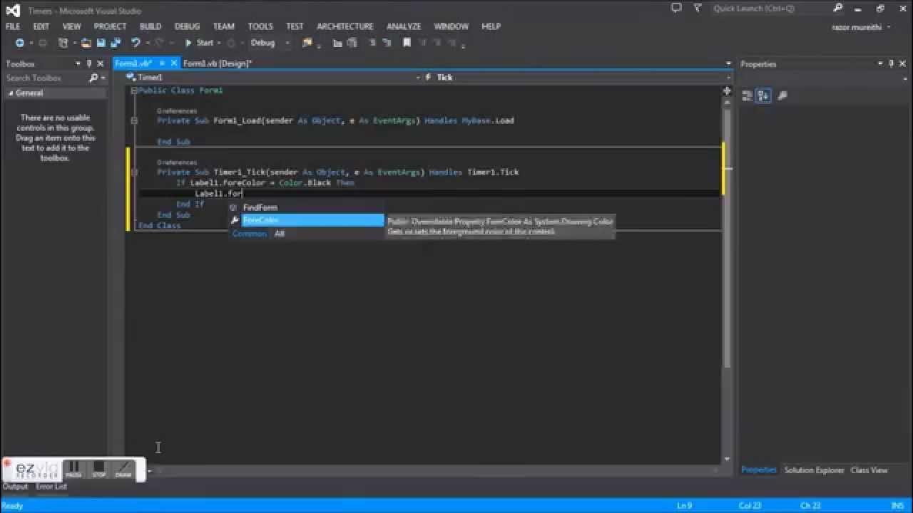 Timers Introduction in Visual Basic 2013 - YouTube