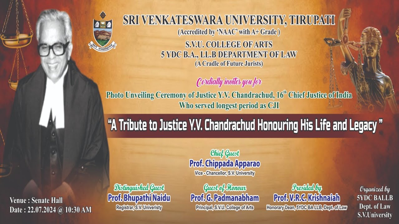 A Tribute to Justice Y.V. Chandrachud - Honouring His Life and Legacy # ...