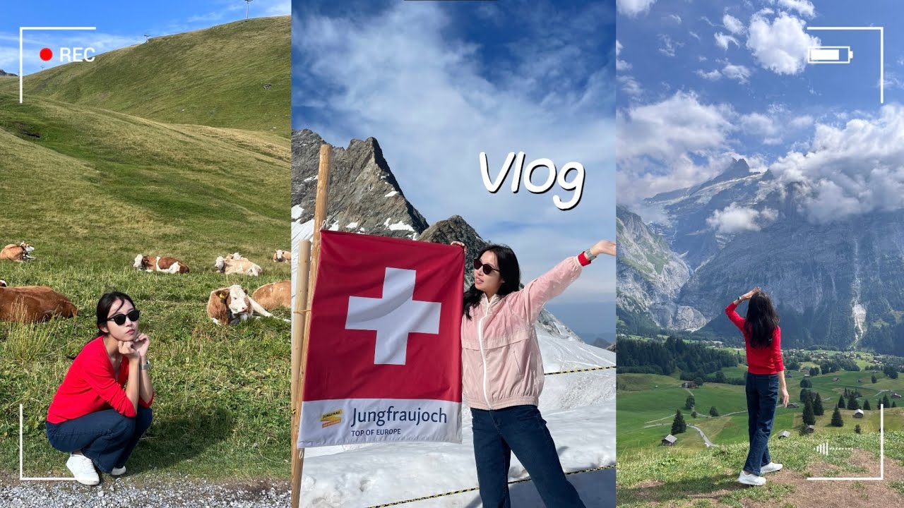 Vlog 행복은 멀리 있었다ㅣ스위스 힐링 브이로그🇨🇭ㅣ미친색감 비현실적인 뷰view🏔️ㅣ인터라켄 그린델발트 융프라우