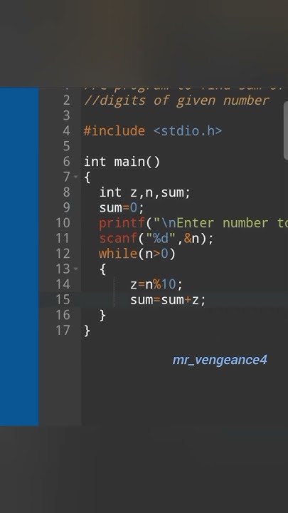 How to find sum of digits of given number in C language #coding #programming #c #computer #tech ...
