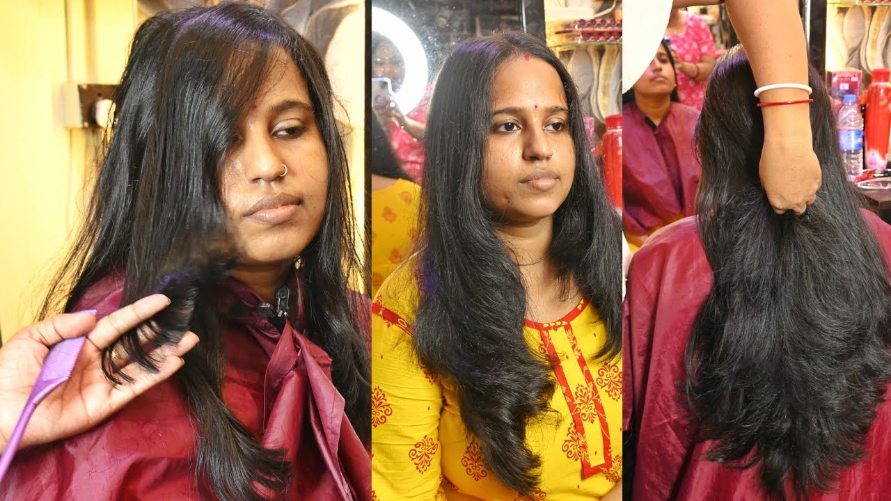 multi mixchar haircut💇 hair cut for long hair//multi step #shortsfeed # ...