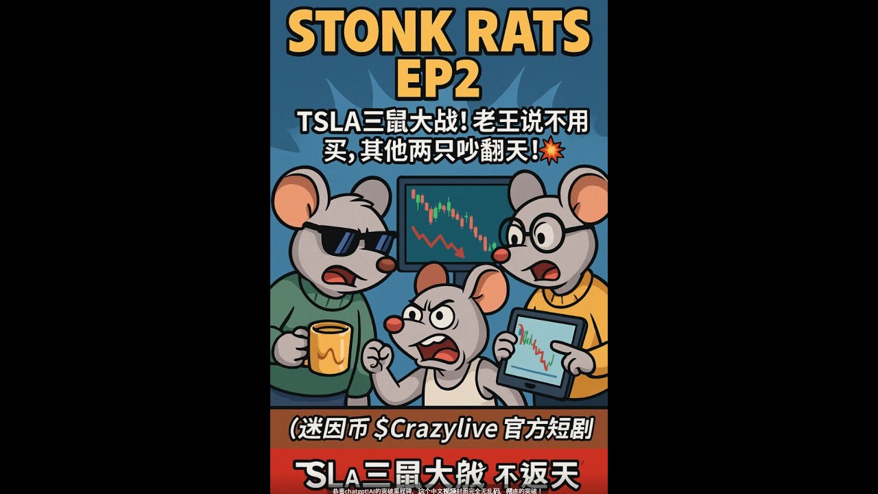 Stonk Rats EP2｜TSLA三鼠大战！老王坚持不买，另外两只疯狂梭哈🔥｜迷因币$Crazylive官方剧集 - YouTube