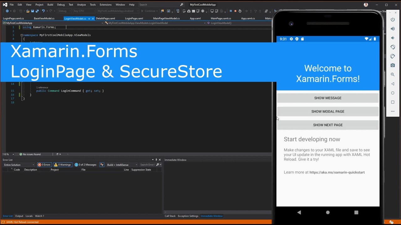 4. LoginViewModel & SecureStorage in Xamarin.Forms - YouTube