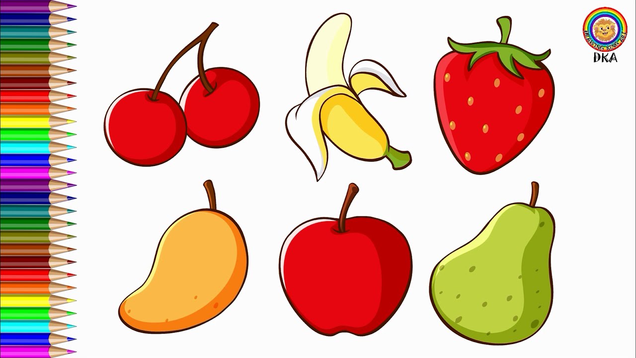 How to draw Fruits Step by Step | Different Types of Fruits Easy ...