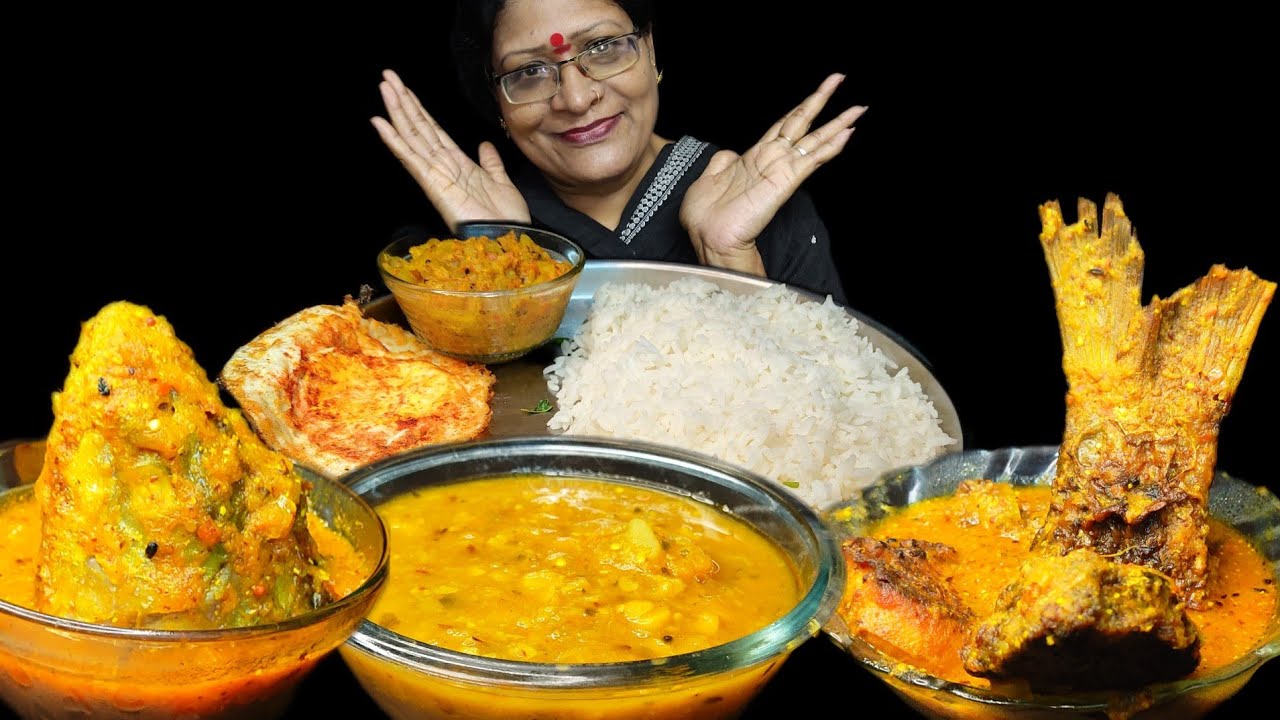 . ODIA FOOD BASMATI RICE*DALMA*SPICY🌶️🐟FISH CURRY+HEAD CURRY*EGG POACH ...