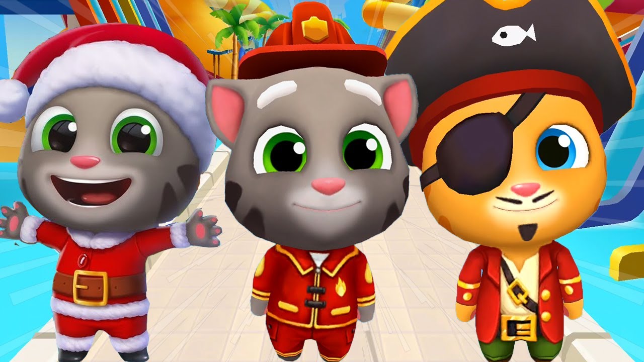 TALKING TOM GOLD RUN 2020 - NEW SPACE SIDE WORLD SANTA TOM VS FIREMAN ...