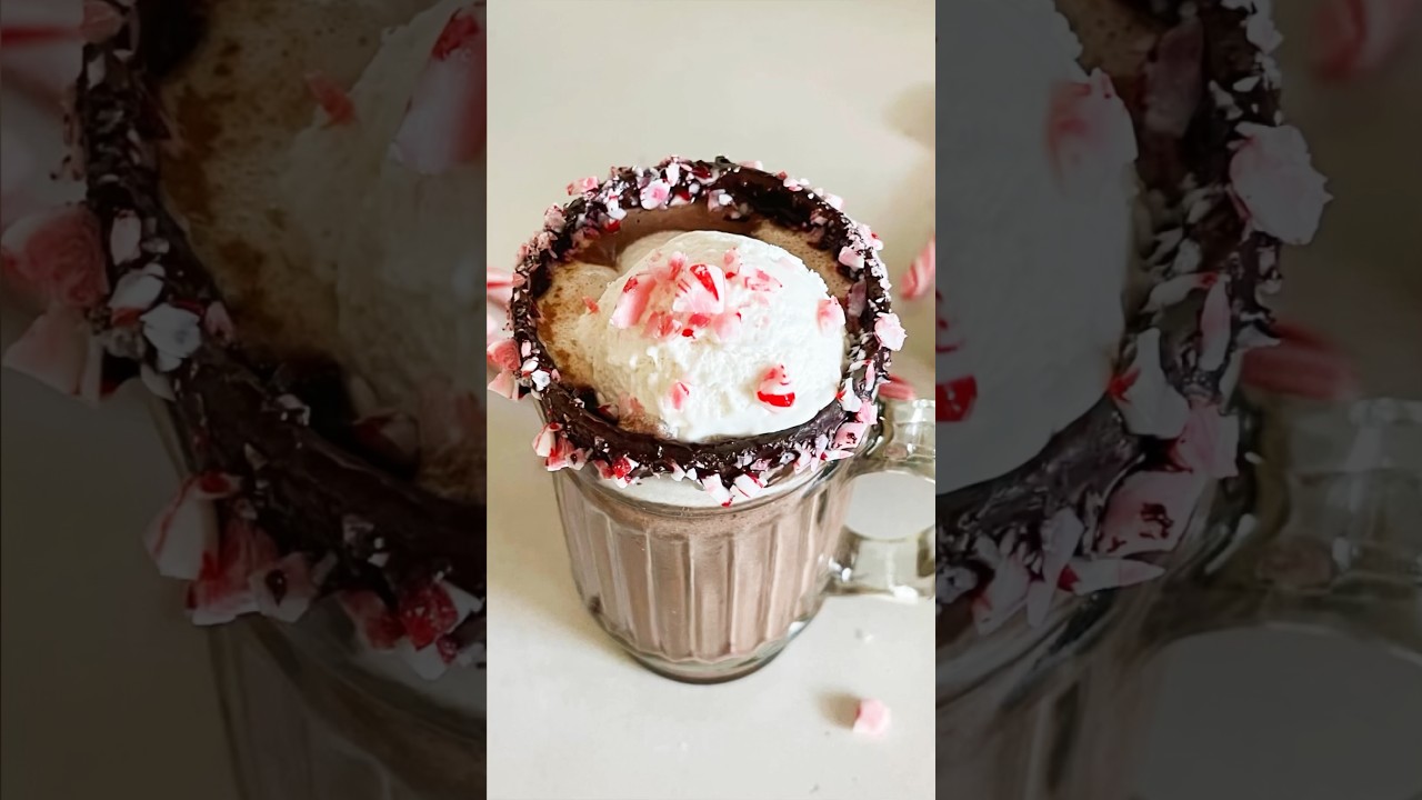 Hot Chocolate in a Candy Cane Rimmed Glass - YouTube