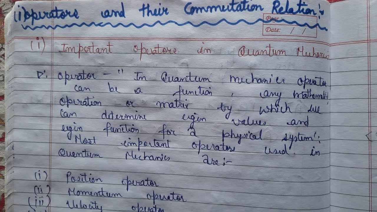 operators and their commutation relations / quantum mechanics - YouTube