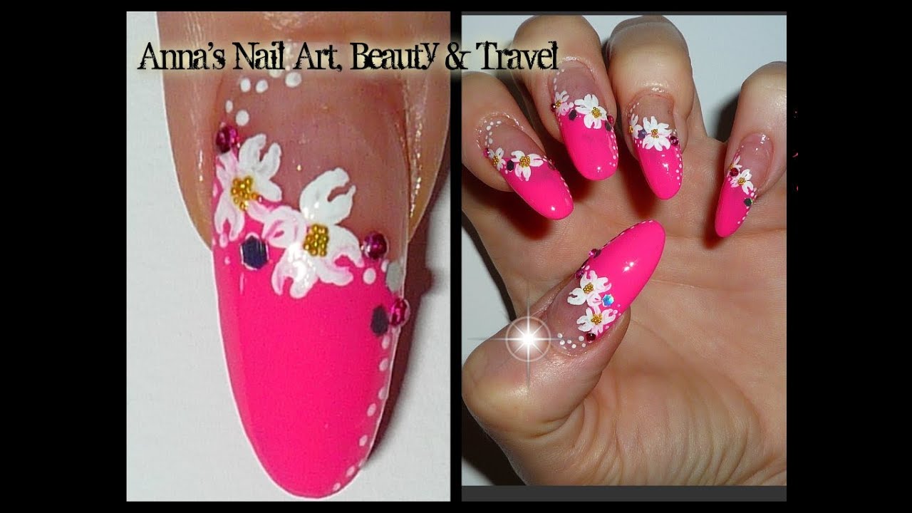 Beautiful & Elegant Japanese Flowers Nail Art Design - YouTube
