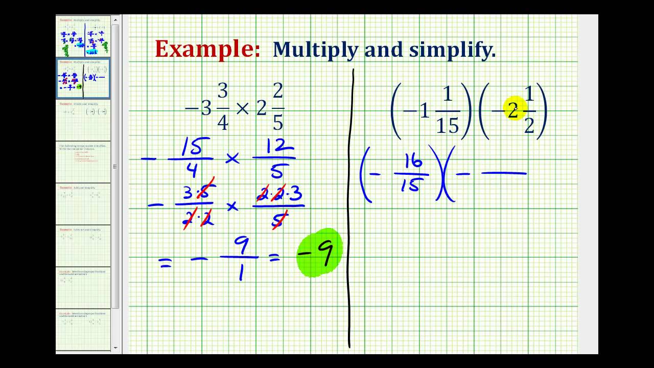 Ex 2: Multiplying Signed Mixed Number - YouTube