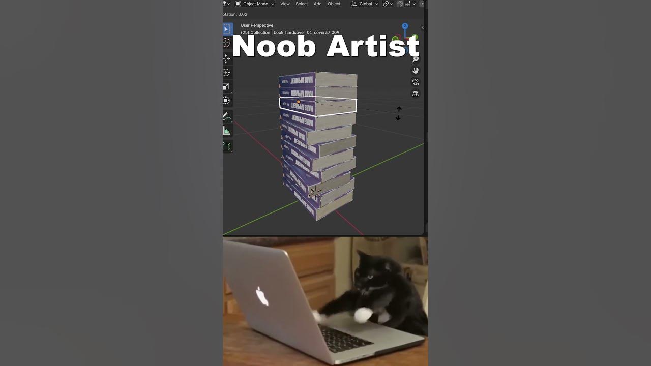 Noob vs Pro artist: randomize book stack #blendertutorial #blender #blendercommunity #blender3d ...