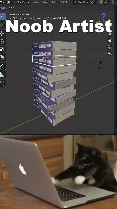 Noob vs Pro artist: randomize book stack #blendertutorial #blender #blendercommunity #blender3d ...