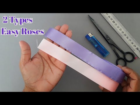 DiY / 2 Types of Easy Ribbon Roses / Satin Ribbon Flowers / Ribbon flowers - YouTube