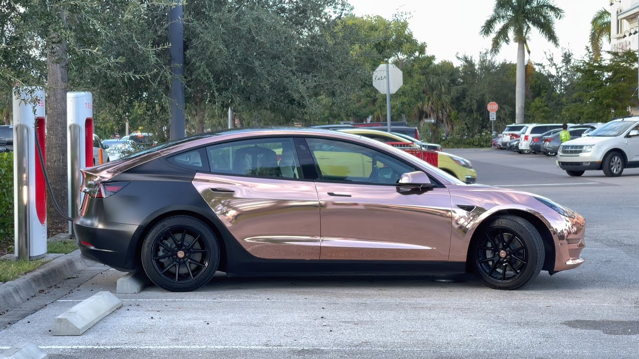 Shiny Copper TESLA Wrap - YouTube