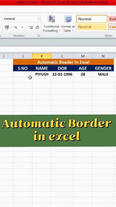 automatic border in excel 😮??#excel #excelformula #exceltutorial #exceltips #shortvideo - YouTube