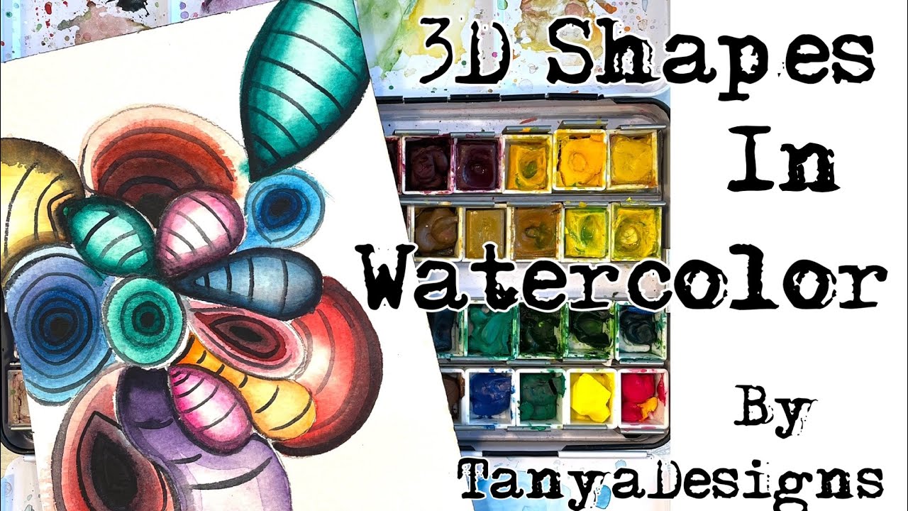 Easy Watercolor 3D Shapes - YouTube