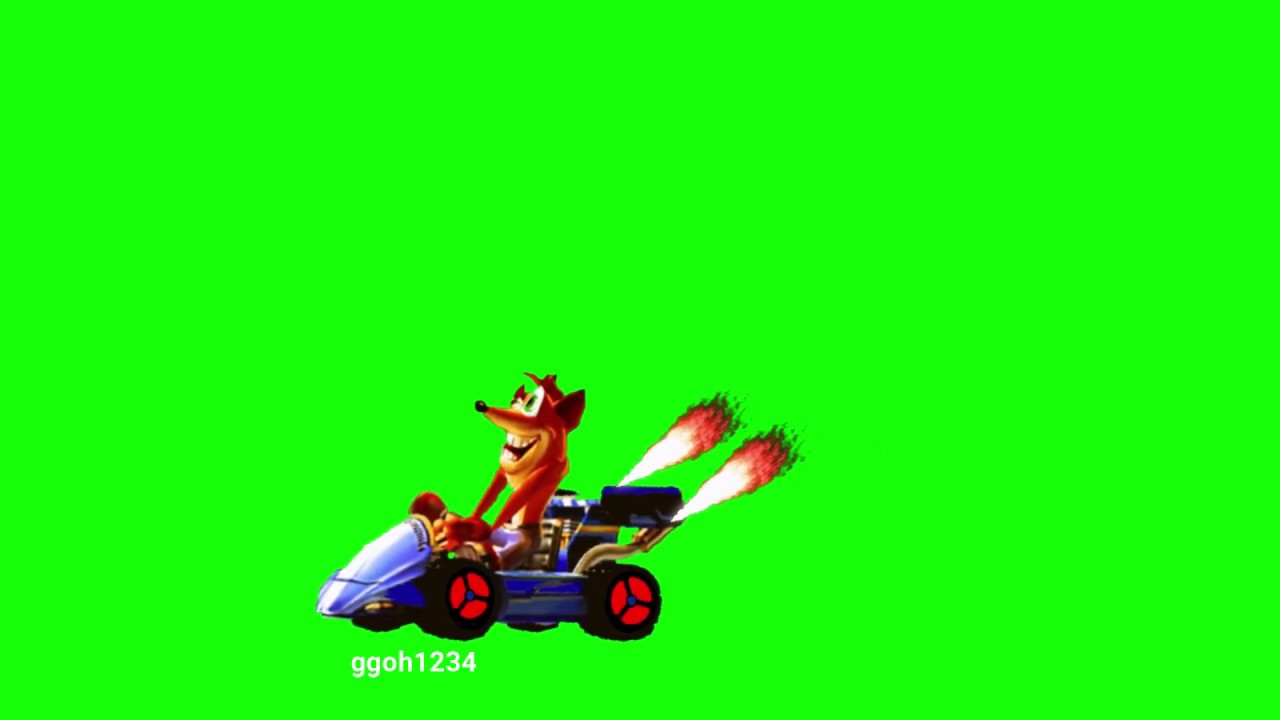 Crash Bandicoot Kart racing move from right to left in green screen ...