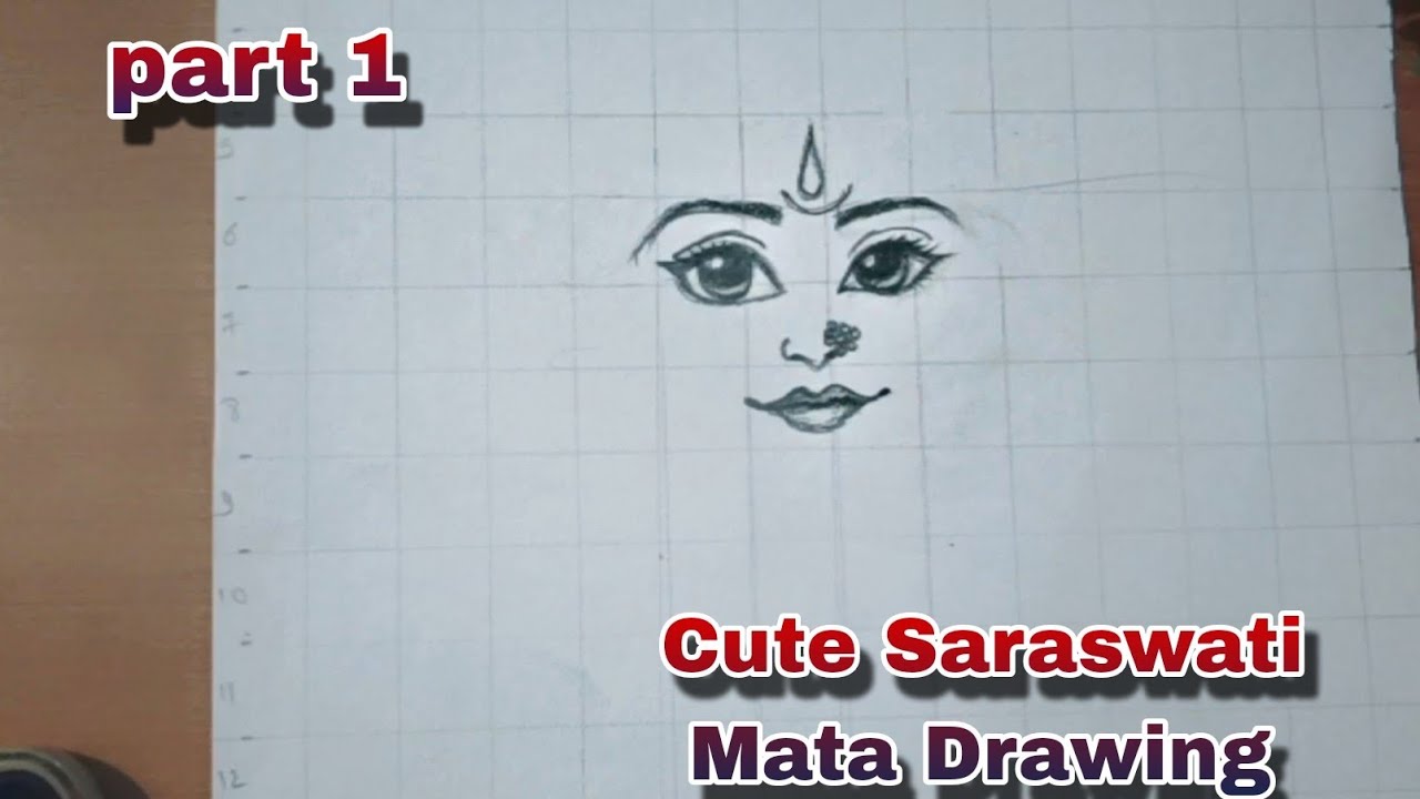 Saraswati Mata Drawing, Outline Tutorial, Cute Saraswati Mata Drawing 😍 ...