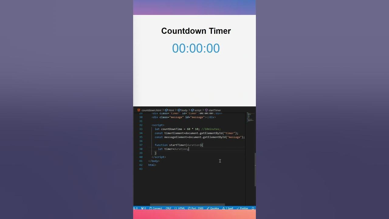 Countdown Timer Using Javascript |#shorts - YouTube