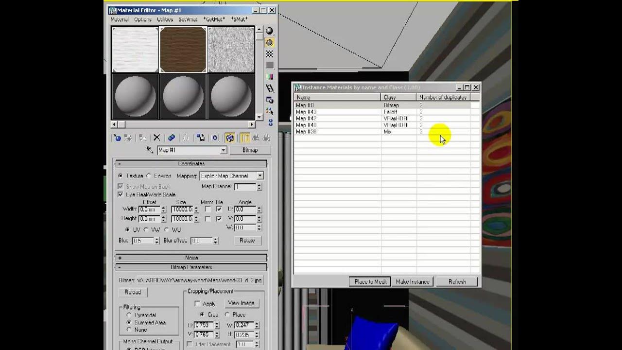 Instance duplicate Materials and Maps by Name and Class - YouTube
