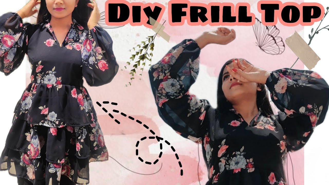 Frill Top Cutting and stitching | Diy Frill dress | Trendy Layered ...