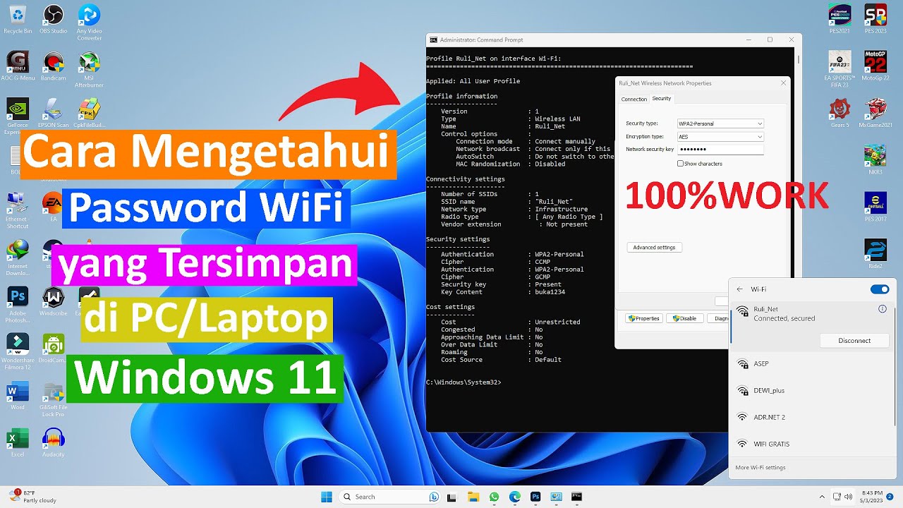 Cara Mengetahui Password Wifi Yang Tersimpan di Windows 11 - YouTube