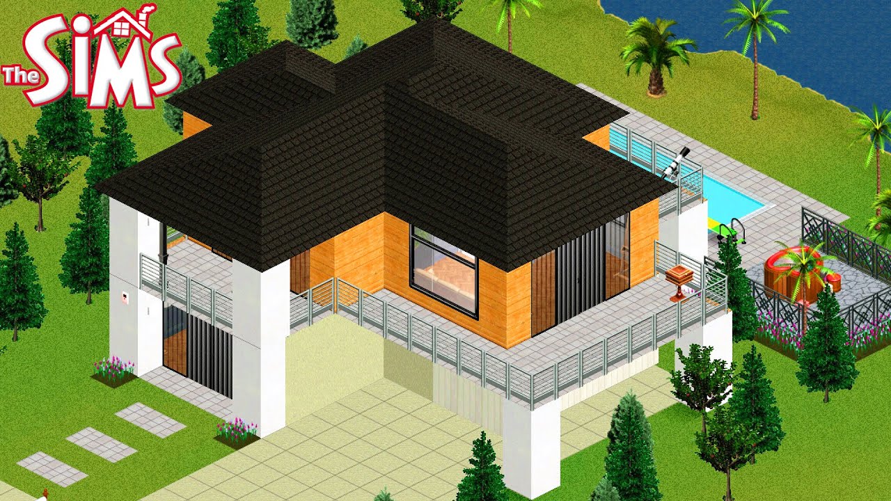 I built a Modern House in The SIMS 1! 😁😱 10 Sim Lane Waterfront Home ...