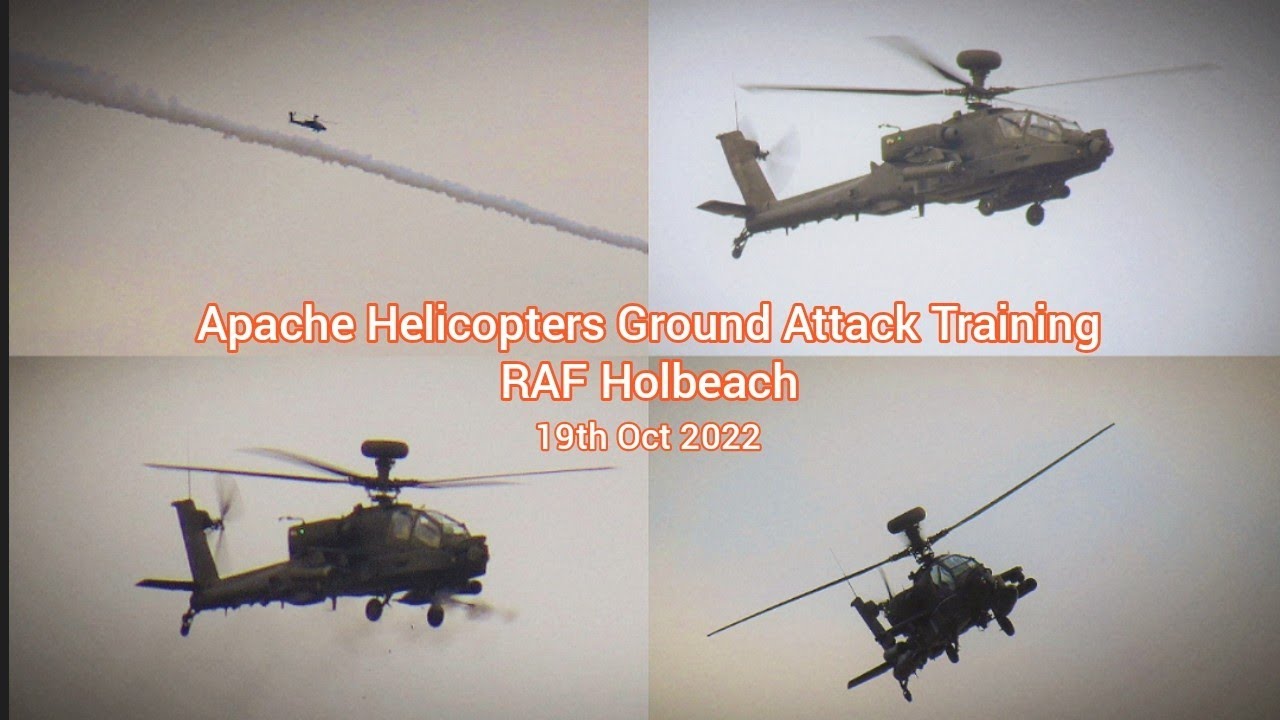 Apache Helicopters Shooting Machine Guns and Rockets at RAF Holbeach ...
